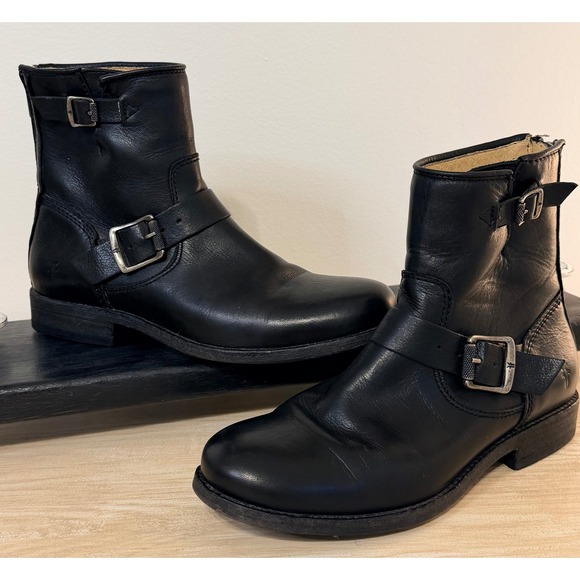 Frye | Shoes | Frye Tyler Engineer Black Leather Ankle Boots Womans 8 ...